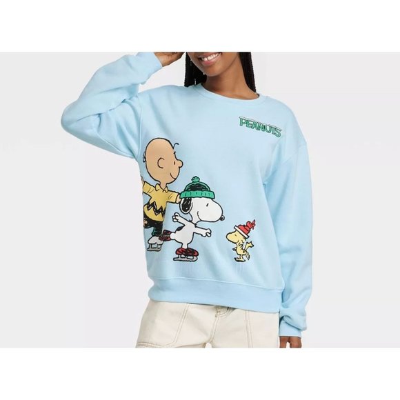 Peanuts | Tops | Peanuts Snoopy Gang Ice Skating Graphic Light Blue ...
